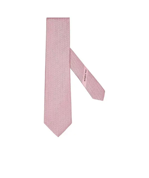 Zegna Logo Embroidered Pointed Tip Tie - Pink