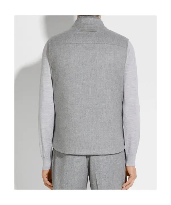 Zegna Zip Up Gilet With Welt Pockets - Heather Grey