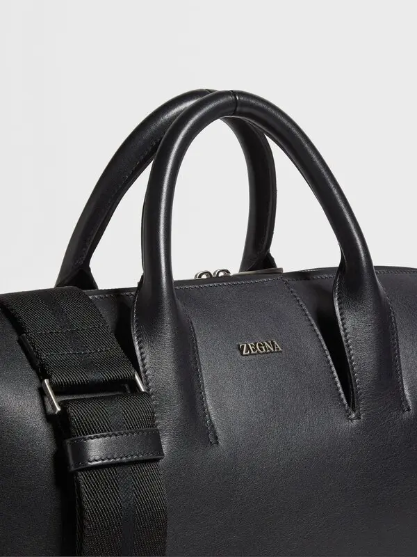 Zegna Logo Detailed Top Handle Briefcase