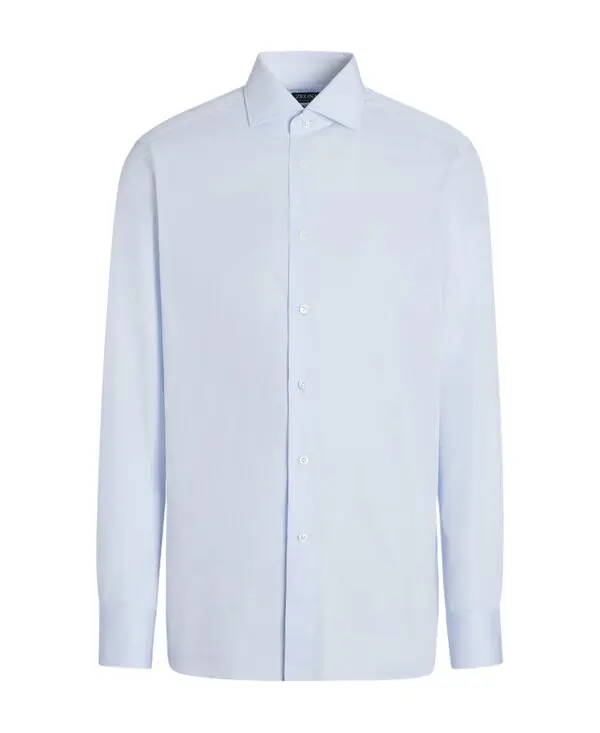 Zegna Micro Striped Long-sleeved Shirt - White