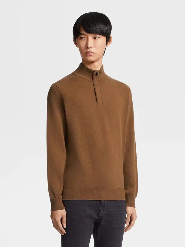 Zegna Oasi Small Zipper Turtleneck Sweater - Brown