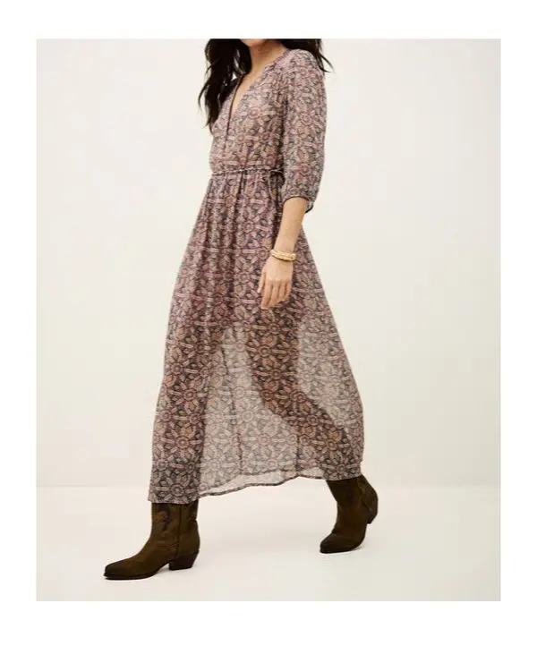 Ba&sh Printed V-neck Midi Dress