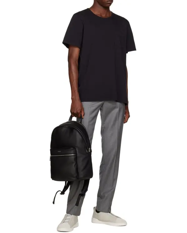 Zegna Logo-plaque Leather Backpack