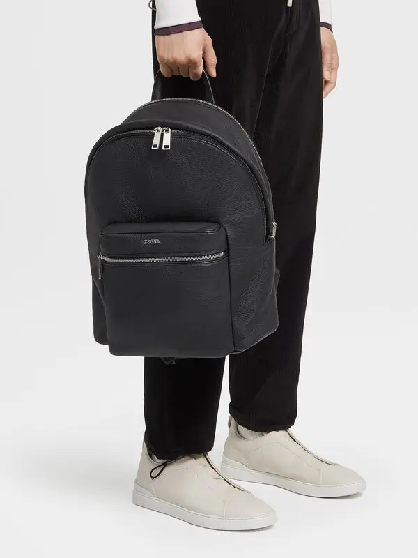 Zegna Logo-plaque Leather Backpack