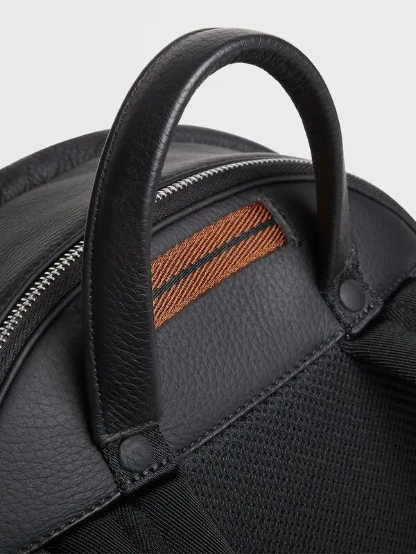 Zegna Logo-plaque Leather Backpack
