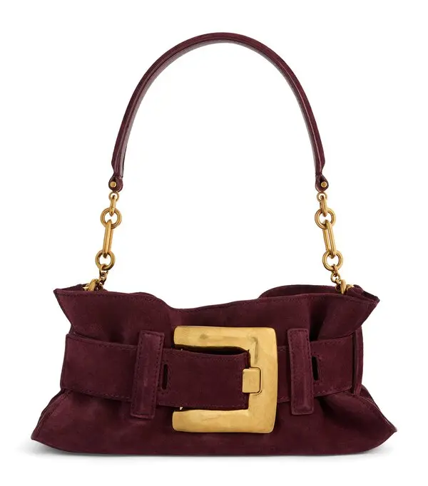 Balmain Suede Anthem Shoulder Bag - Red