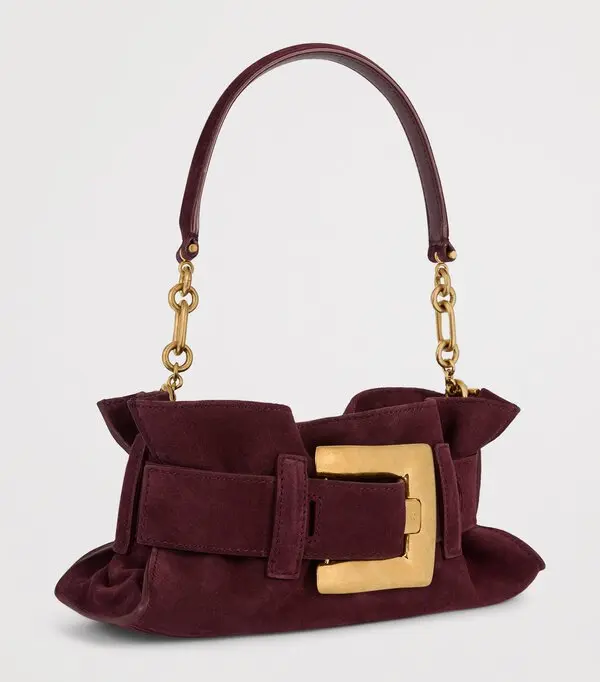 Balmain Suede Anthem Shoulder Bag - Red