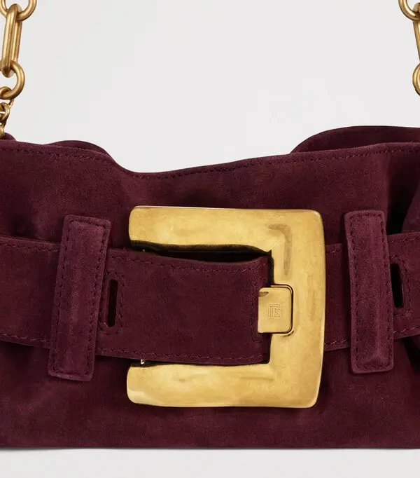 Balmain Suede Anthem Shoulder Bag - Red