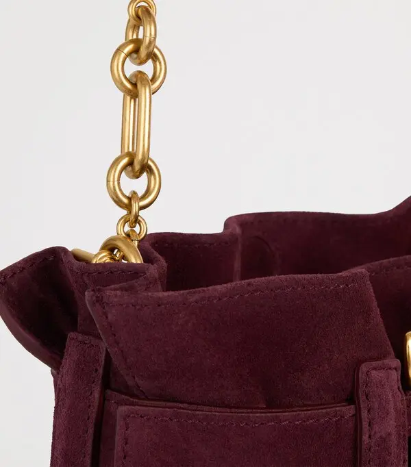 Balmain Suede Anthem Shoulder Bag - Red