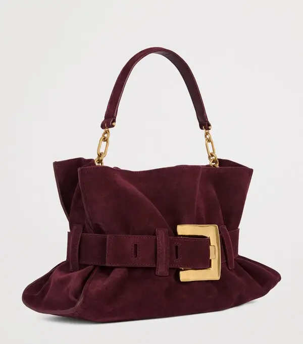 Balmain Medium Suede Shoulder Bag - Red