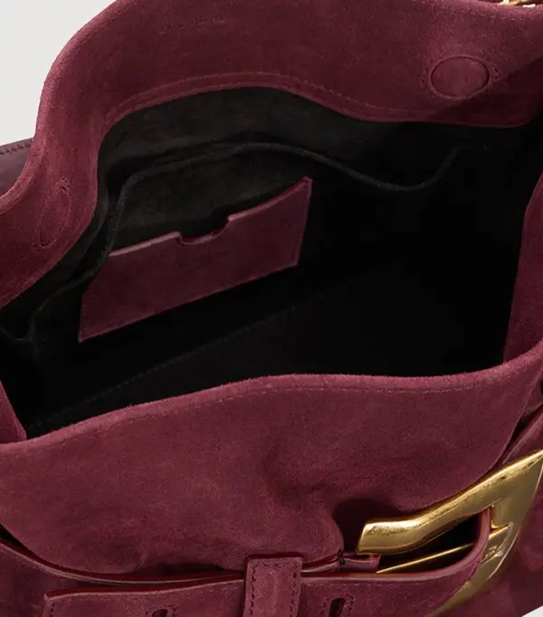 Balmain Medium Suede Shoulder Bag - Red