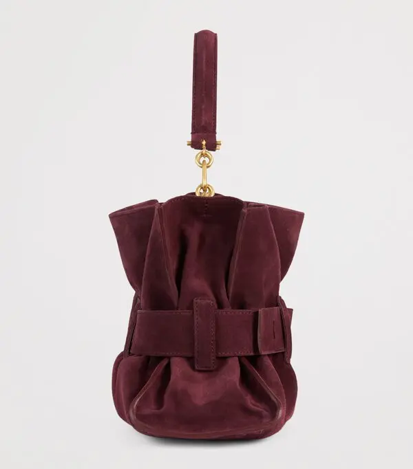 Balmain Medium Suede Shoulder Bag - Red