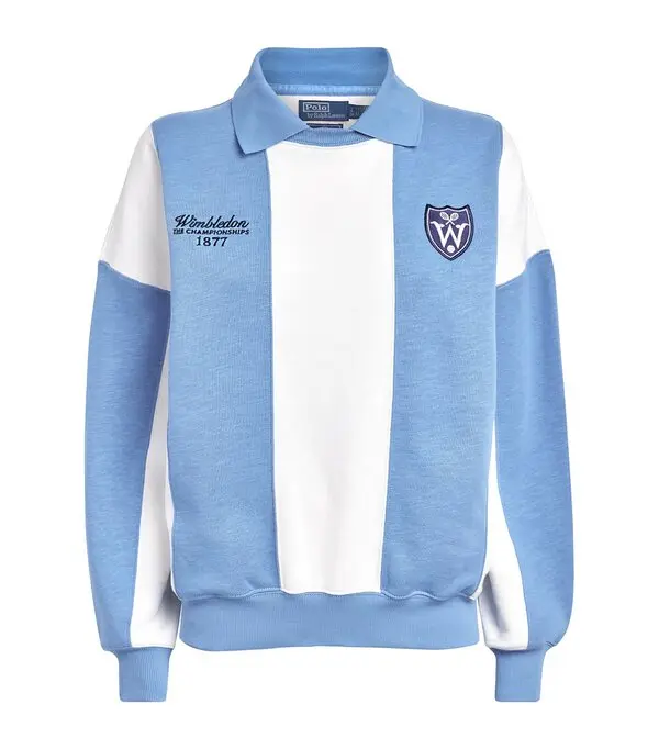 Polo Ralph Lauren Wimbledon Embroidered Cotton Blend Sweatshirt - Blue