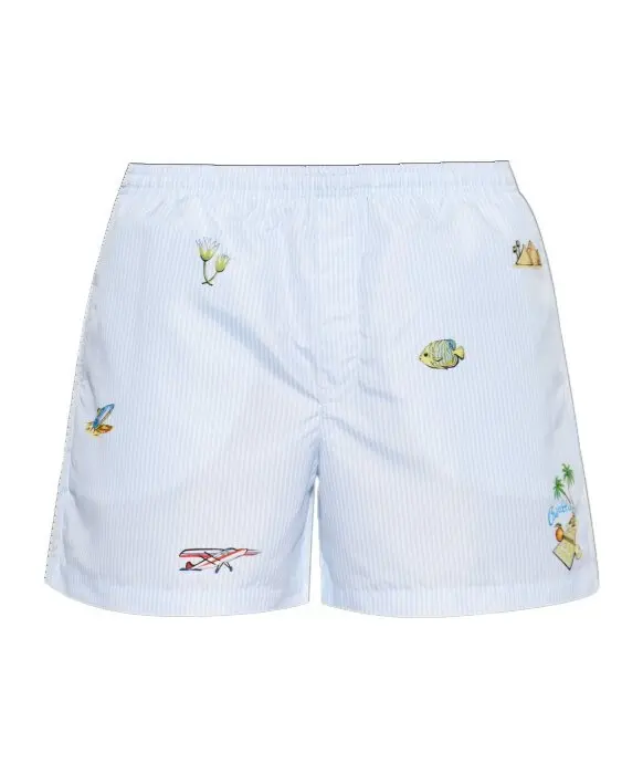 Casablanca Printed Elasticated Swim Trunks - Blue