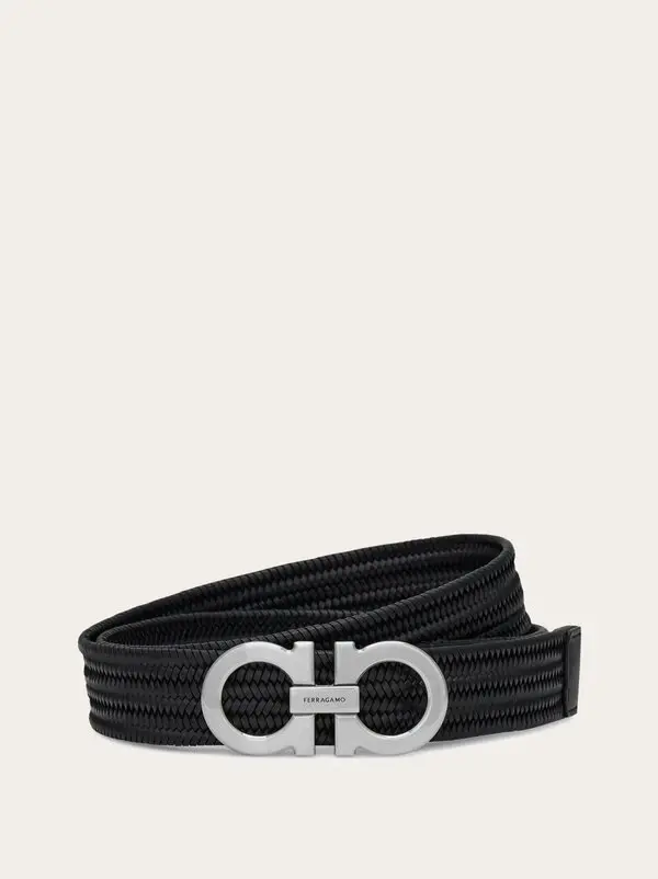 FERRAGAMO Gancini Stretch Belt - Black
