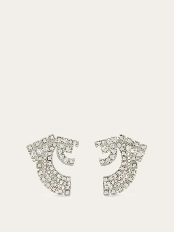 FERRAGAMO Deconstructed Gancio Stud Earrings - Silver