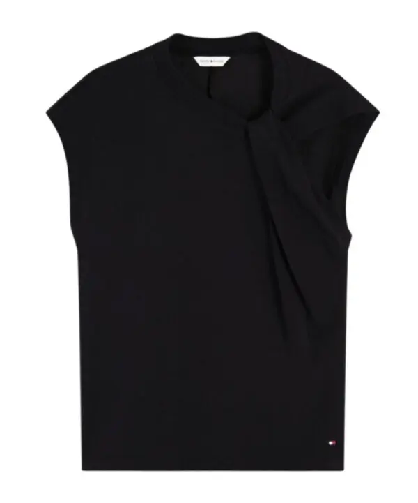 Tommy Hilfiger Knot Textured Jersey Sleeveless Top - Black