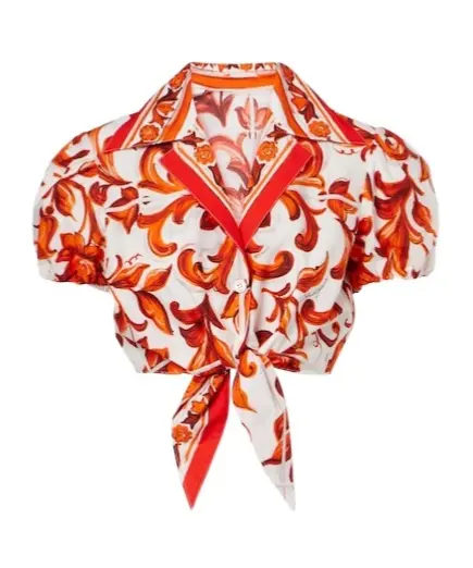 Dolce & Gabbana Cropped Cotton Poplin Blouse
