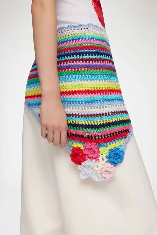 GANNI Scarf In Striped Crochet - Color