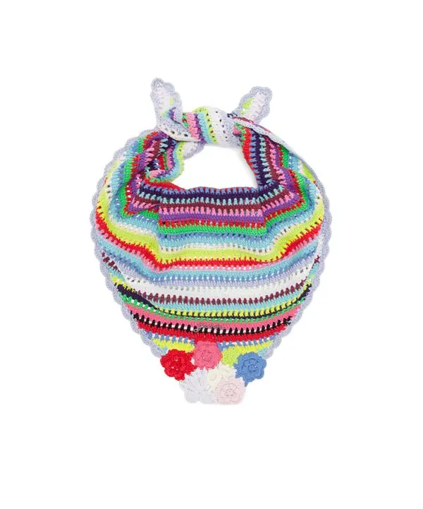 GANNI Scarf In Striped Crochet - Blue