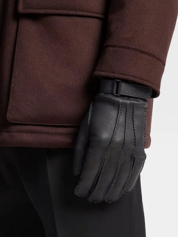 Zegna Logo-embossed Leather Gloves