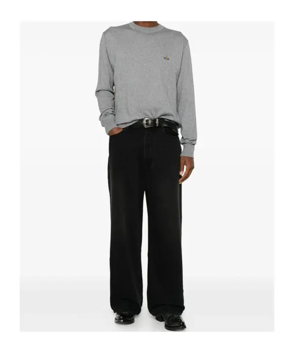 VIVIENNE WESTWOOD Orb Embroidered Crewneck Jumper - Grey
