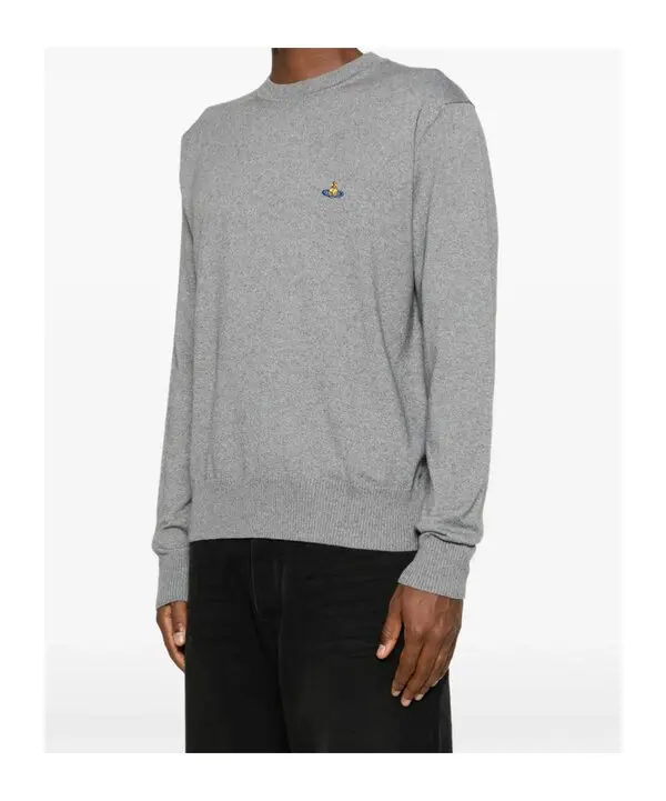 VIVIENNE WESTWOOD Orb Embroidered Crewneck Jumper - Grey