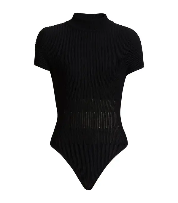 Balmain Rib-knit Merino Wool Turtleneck Bodysuit