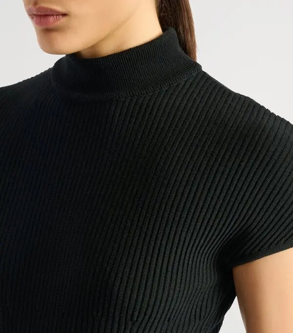 Balmain Rib-knit Merino Wool Turtleneck Bodysuit