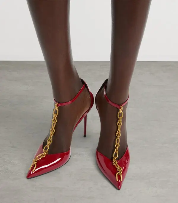 Balmain Patent Leather Sync Heeled Sandals 95