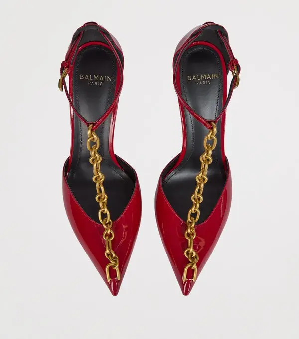 Balmain Patent Leather Sync Heeled Sandals 95
