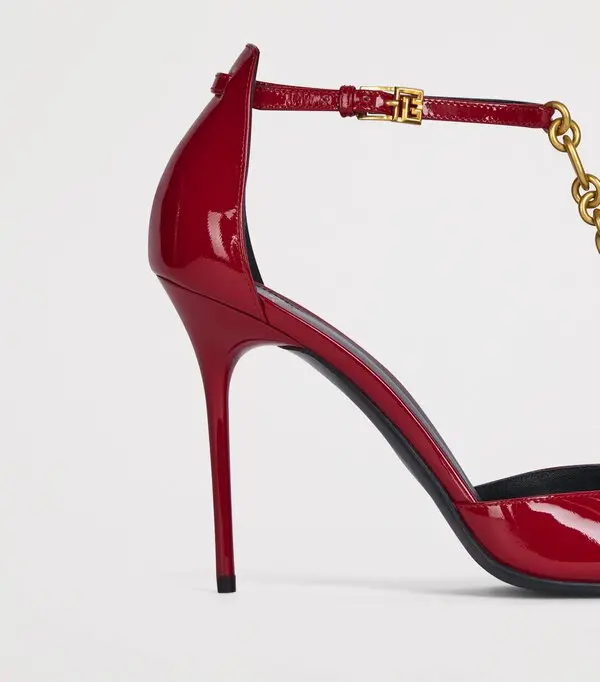 Balmain Patent Leather Sync Heeled Sandals 95