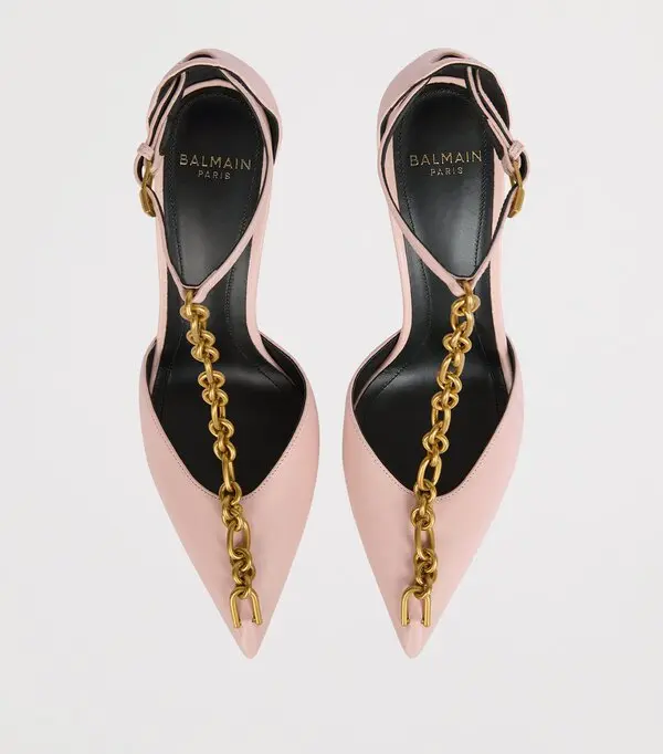 Balmain Calfskin Sync Heeled Sandals 95 - Pink