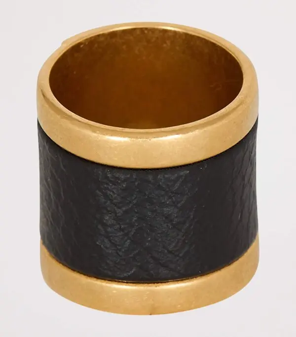 Balmain Gold Tone Anthem Buckled Ring - Black