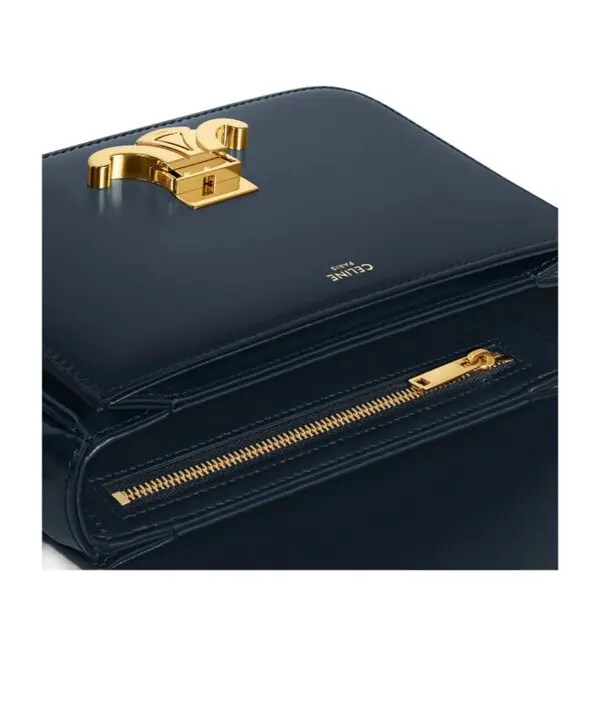 Celine Teen Triomphe Bag In Shiny Calfskin - Blue