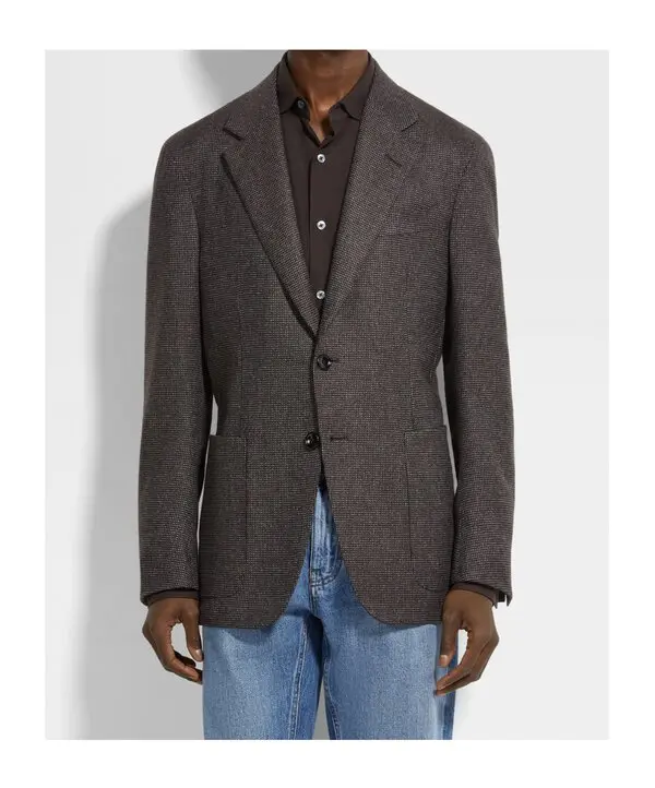 Zegna Brown And Grey Oasi Cashmere Jacket - Brown/gray
