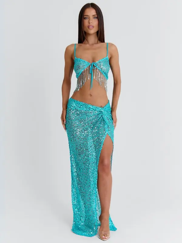 OUTCAST Harrper Maxi Skirt Turquoise