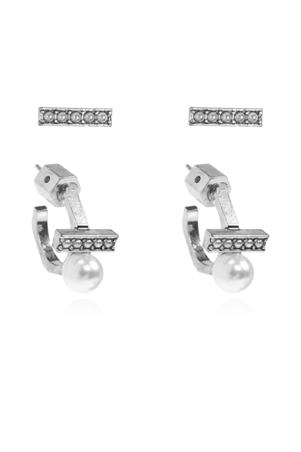 ALLSAINTS Earrings With Glass Pearls - Silver