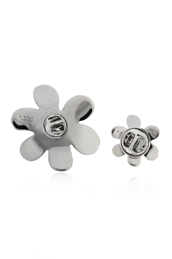 Marni Two Asymmetric Flower Pins With Crystals