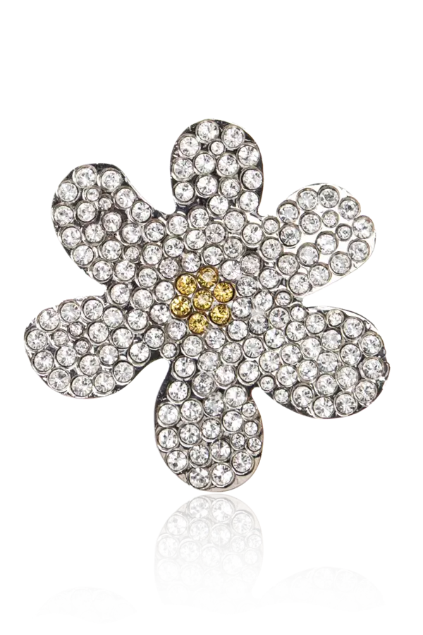 Marni Two Asymmetric Flower Pins With Crystals