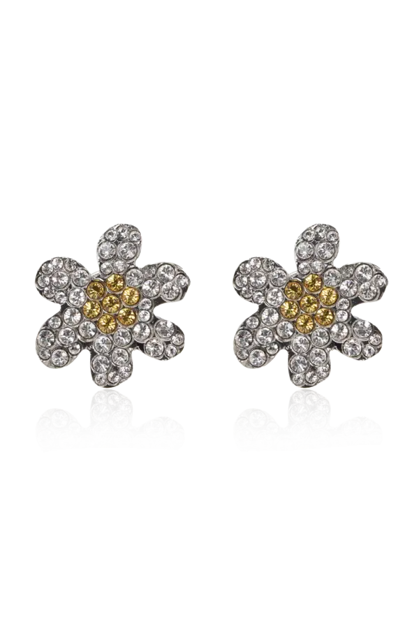 Marni Earrings With Shimmering Crystals - Silver