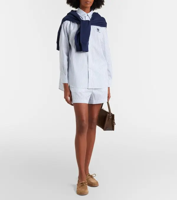 Polo Ralph Lauren Wimbledon Striped Cotton Shorts - White
