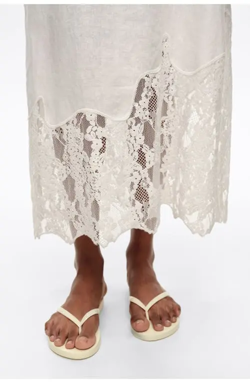 Bimba Y Lola Midi Dress With Lace Detailing - White