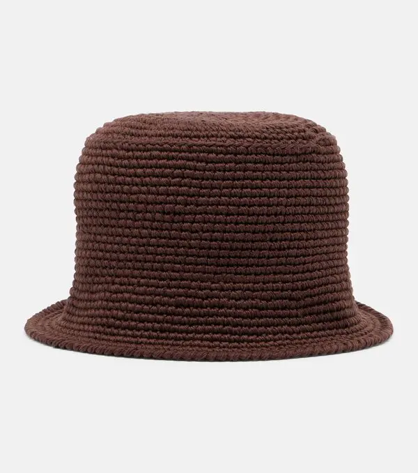 Prada Logo Crochet Cotton Bucket Hat