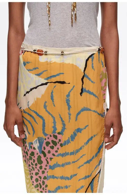 Bimba Y Lola Patchwork Linen Sarong Skirt