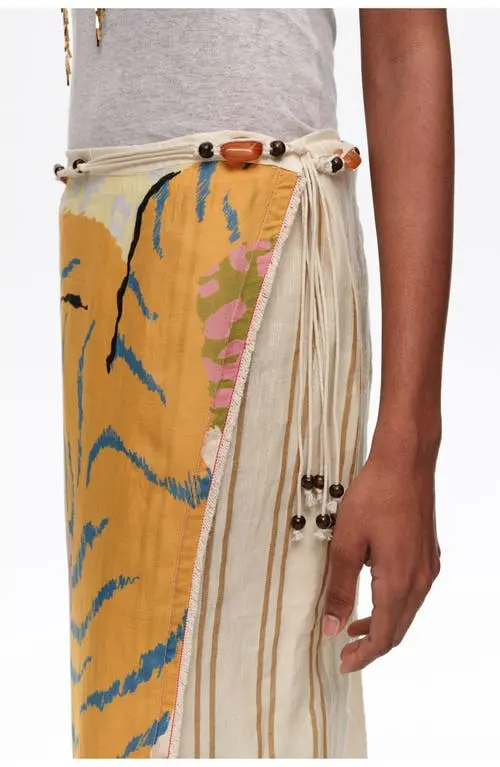 Bimba Y Lola Patchwork Linen Sarong Skirt