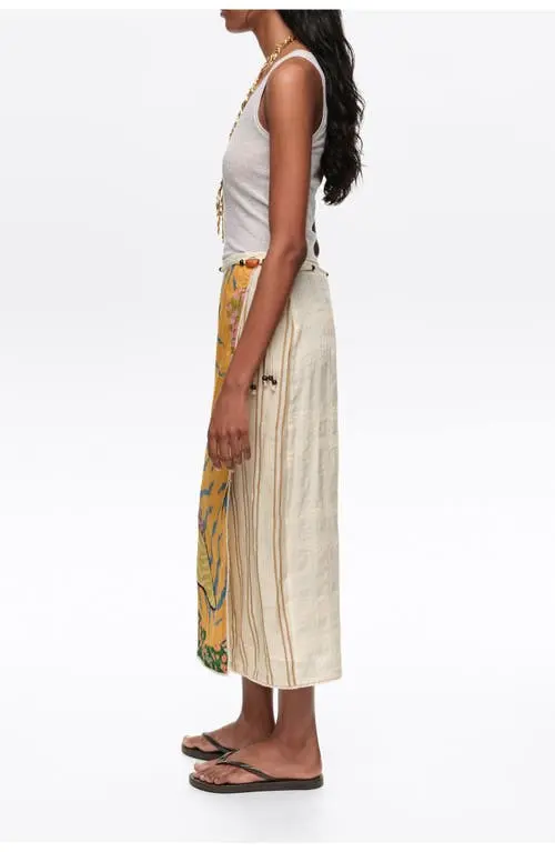 Bimba Y Lola Patchwork Linen Sarong Skirt