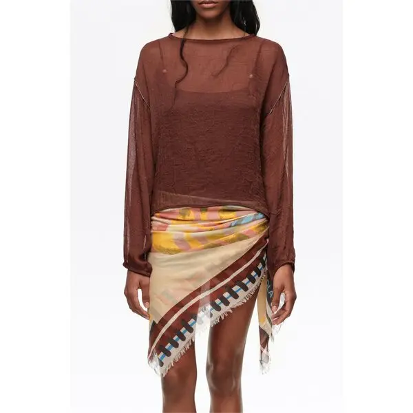 Bimba Y Lola Boxy Sweater With Metallic Beads - Brown