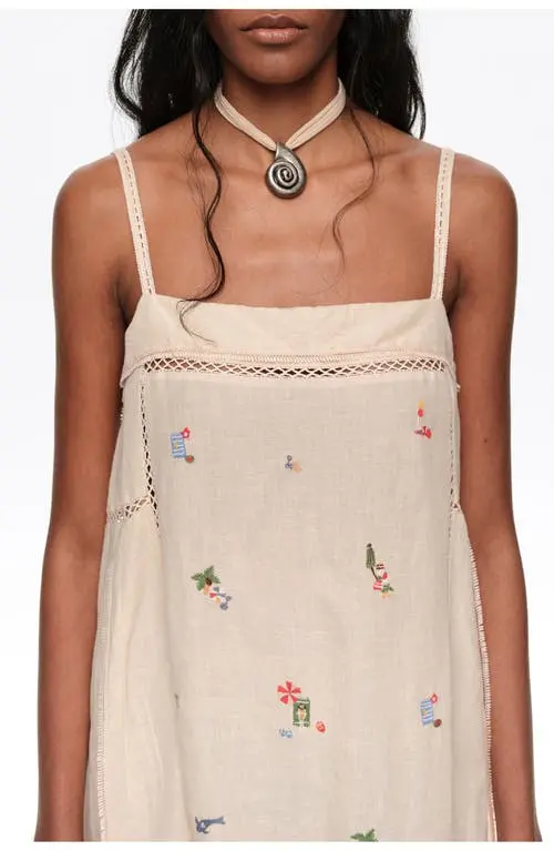 Bimba Y Lola A-line Mini Dress With Embroidery And Lace Trims