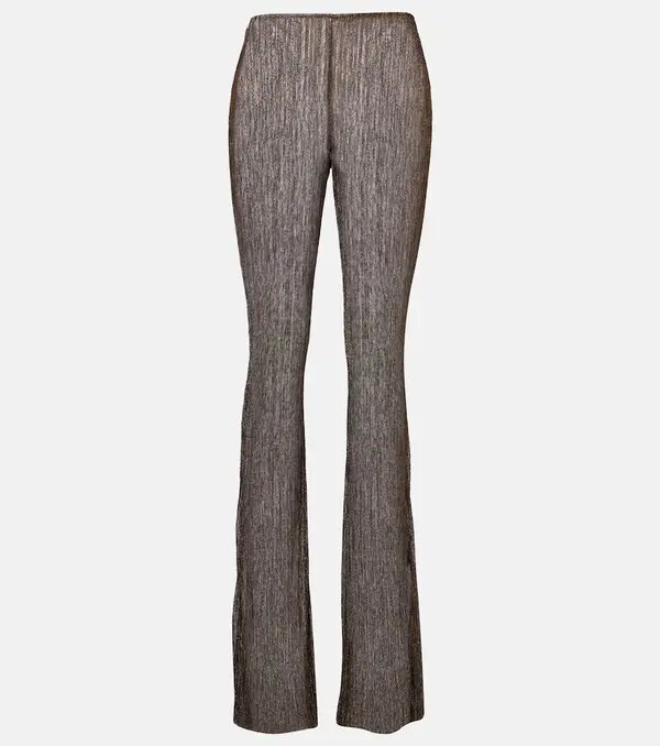 CALA DE LA CRUZ Dries Lamé Flared Pants - Brown